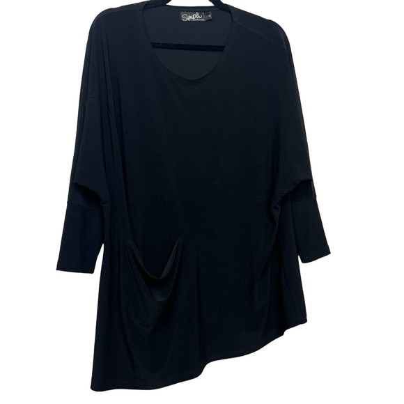 Sympli | Tops | Sympli Black Assymetrical Draped Pocket Tunic Size ...
